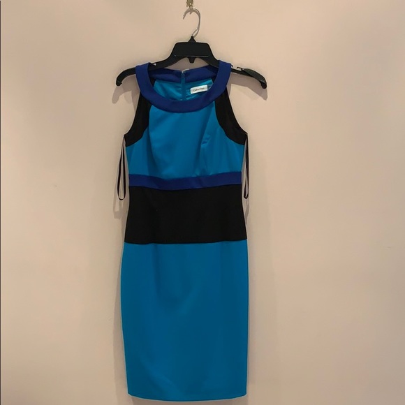 Calvin Klein | Dresses | Calvin Klein Blue Color Block Dress | Poshmark